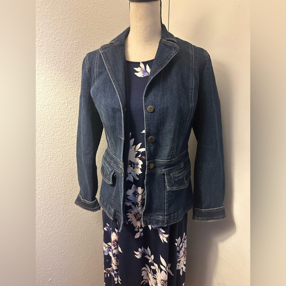 LOFT | Jackets & Coats | Loft Blue Jean Jacket Tailored Fit Notched ...